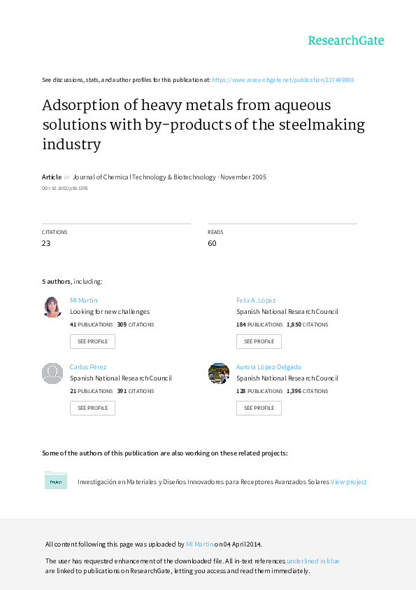 (PDF) Adsorption of heavy metals from aqueous solutions onto activated carbon in single Cu and ...