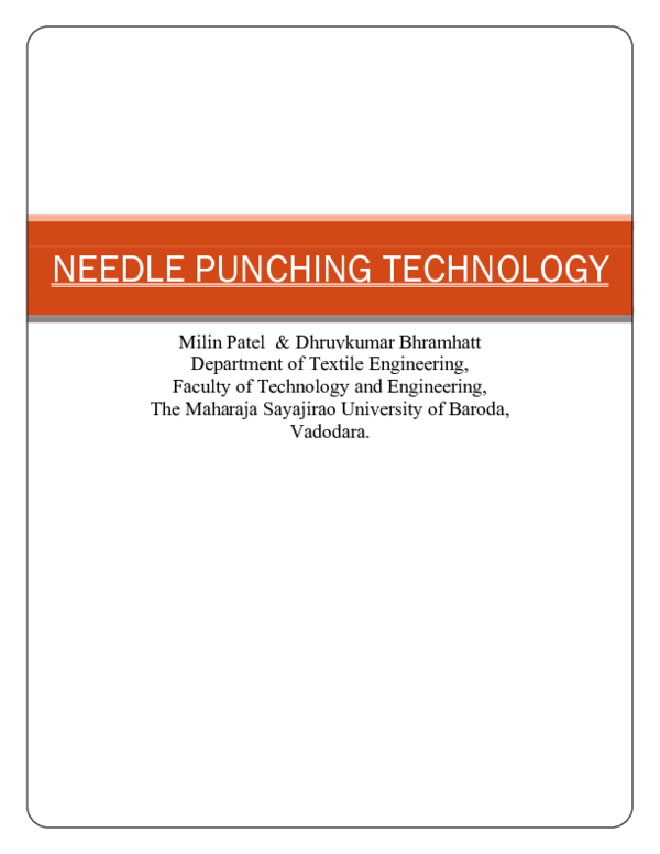 (PDF) NEEDLE PUNCHING TECHNOLOGY