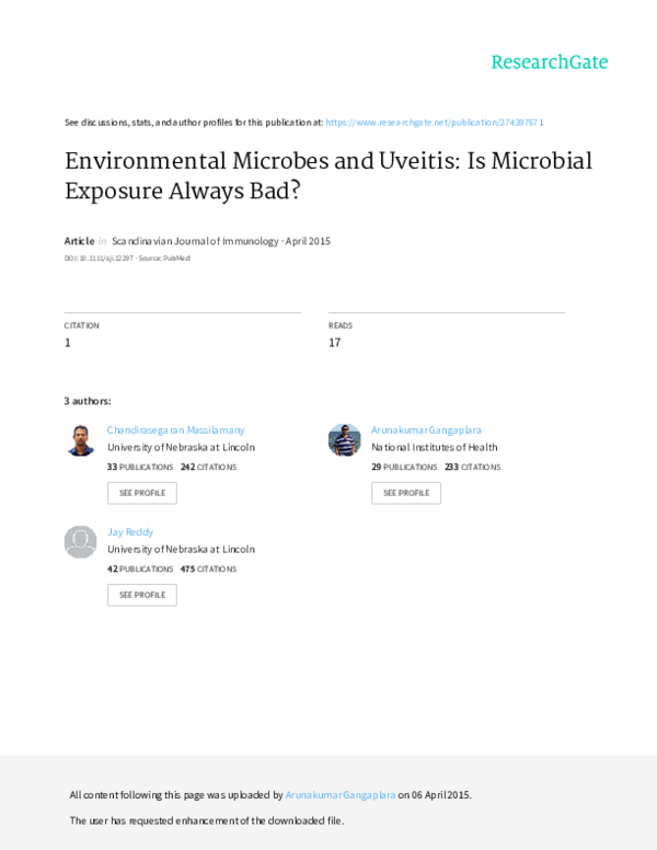 (PDF) Environmental microbes and uveitis: Is microbial exposure always bad?