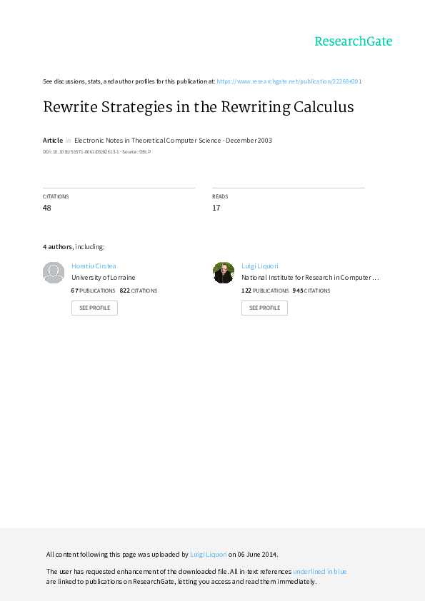 (PDF) Rewrite Strategies in the Rewriting Calculus