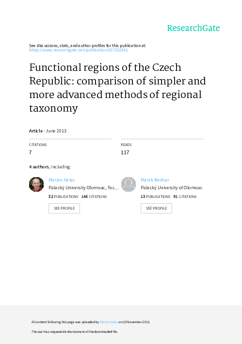 (PDF) Functional regions: concept and types | Pavel Klapka - Academia.edu