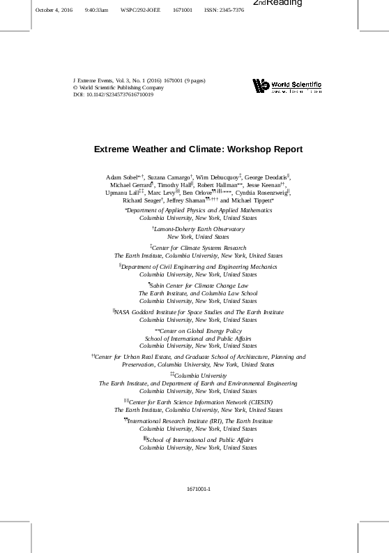 (PDF) Extreme Weather and Climate: Workshop Report