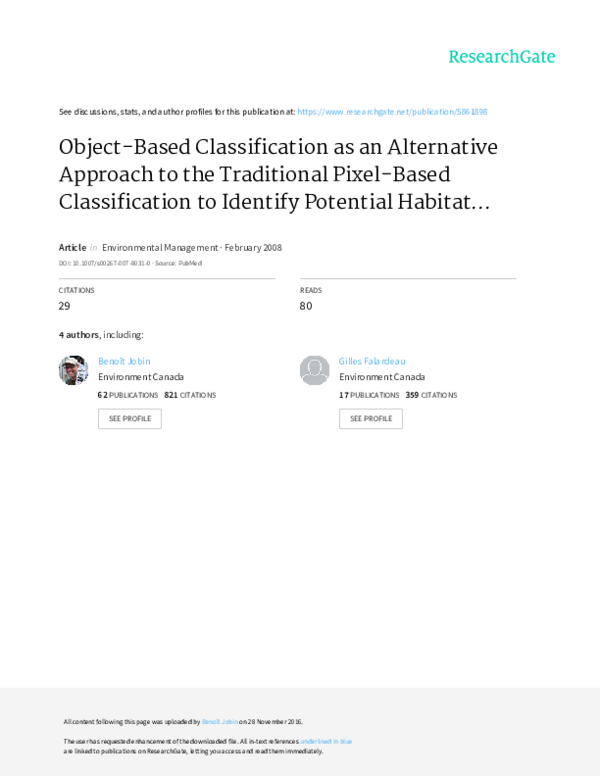 (PDF) Object-Based Classification as an Alternative Approach to the ... (PDF) Object-Based Classification as an Alternative Approach to the ...