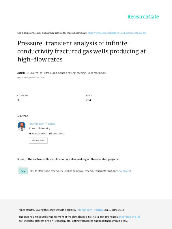 (PDF) Pressure-transient analysis of infinite-conductivity fractured ...