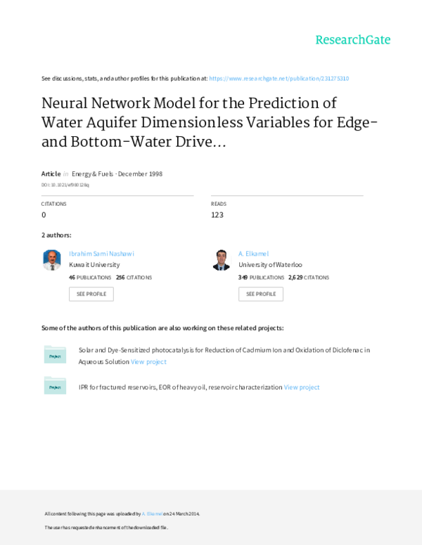 (PDF) Neural Network Model for the Prediction of Water Aquifer ...
