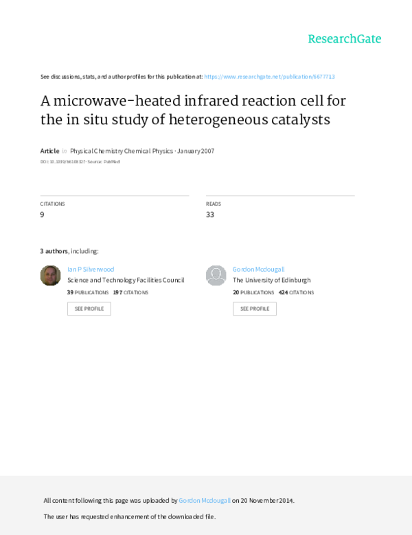 (PDF) A microwave-heated infrared reaction cell for the in situ study ...