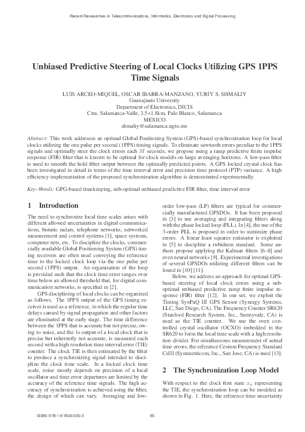 (PDF) Unbiased predictive steering of local clocks utilizing GPS 1PPS time signals