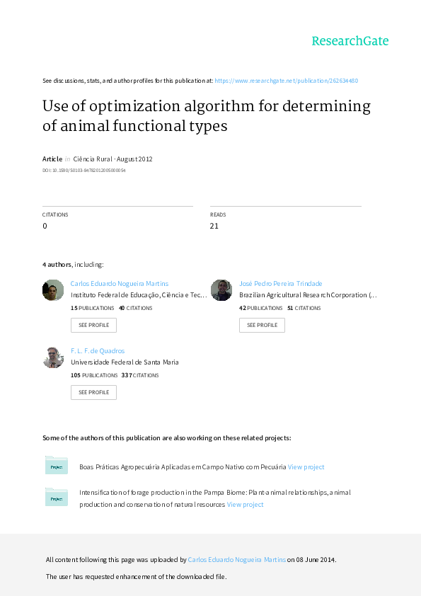 (PDF) Use of optimization algorithm for determining of animal ...