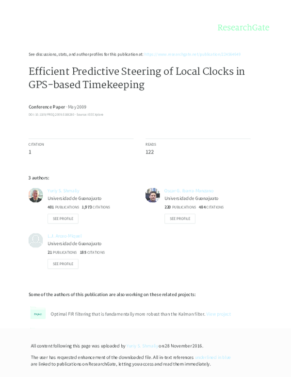 (PDF) Efficient predictive steering of local clocks in GPS-based timekeeping