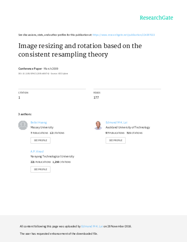 (PDF) Image resizing and rotation based on the consistent resampling theory
