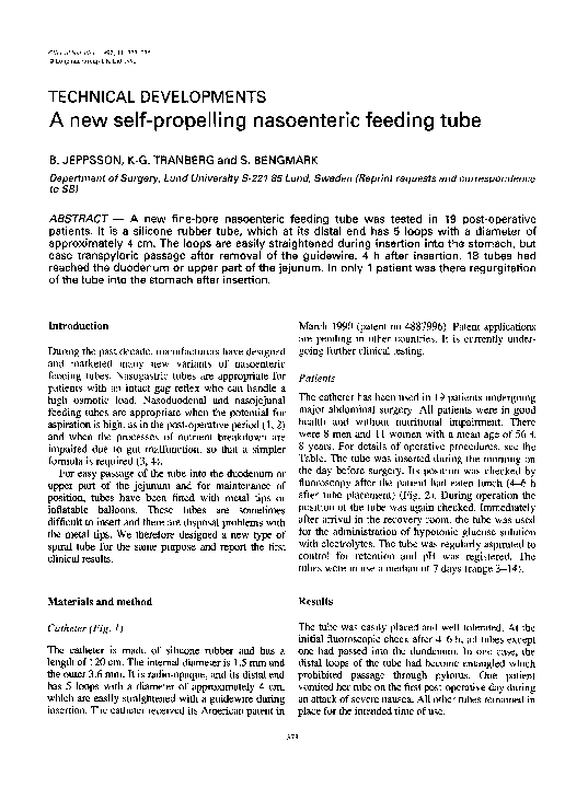 (PDF) A new self-propelling nasoenteric feeding tube