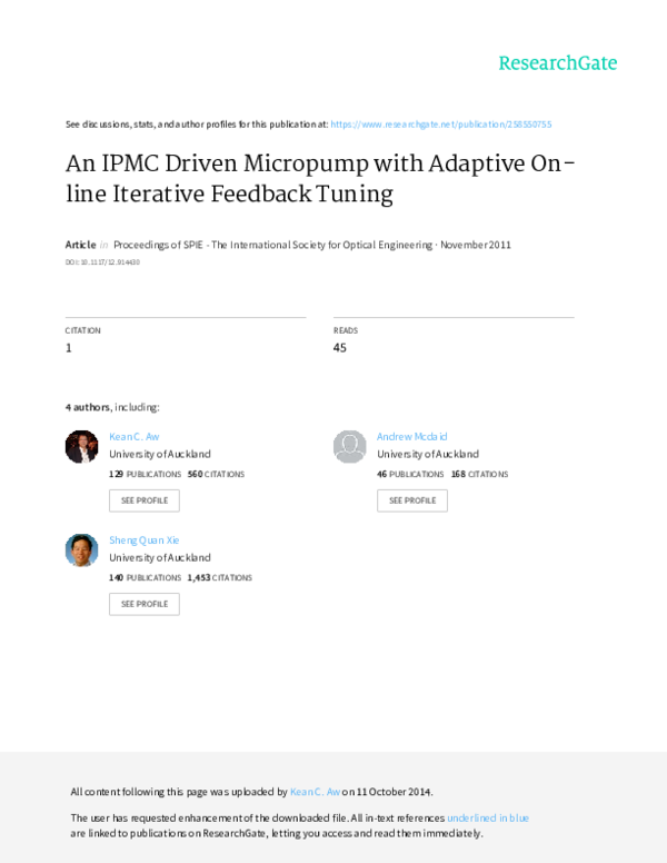 (PDF) An IPMC driven micropump with adaptive on-line iterative feedback ...