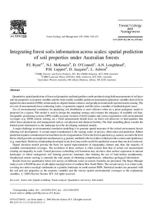 (PDF) Integrating forest soils information across scales: spatial prediction of soil properties ...