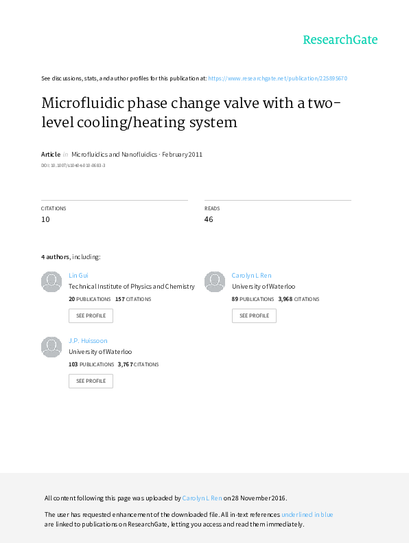(PDF) Microfluidic phase change valve with a two-level cooling/heating ...