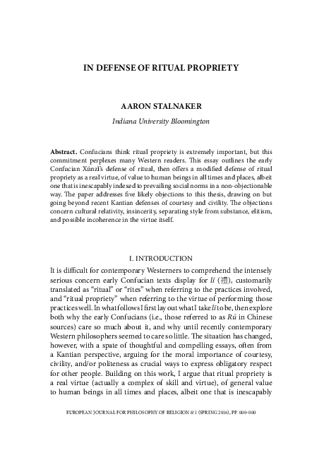 (PDF) IN DEFENSE OF RITUAL PROPRIETY