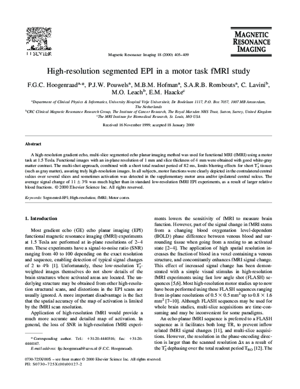 (PDF) High-resolution segmented EPI in a motor task fMRI study