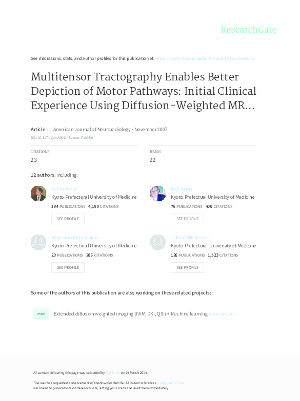 (PDF) Multitensor Tractography Enables Better Depiction of Motor ...