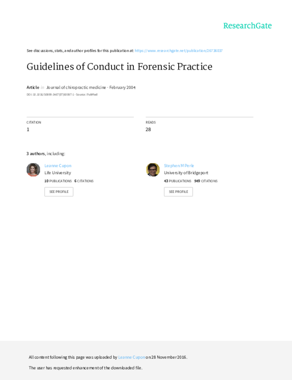 (PDF) Guidelines of Conduct in Forensic Practice