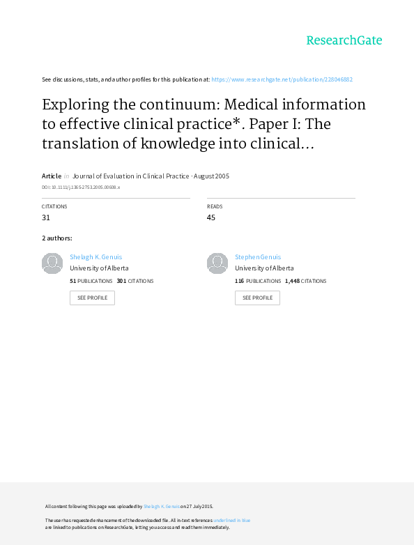 Exploring the continuum: medical information to effective clinical ...