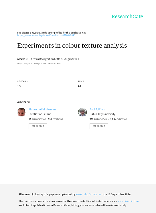 (PDF) Experiments in colour texture analysis