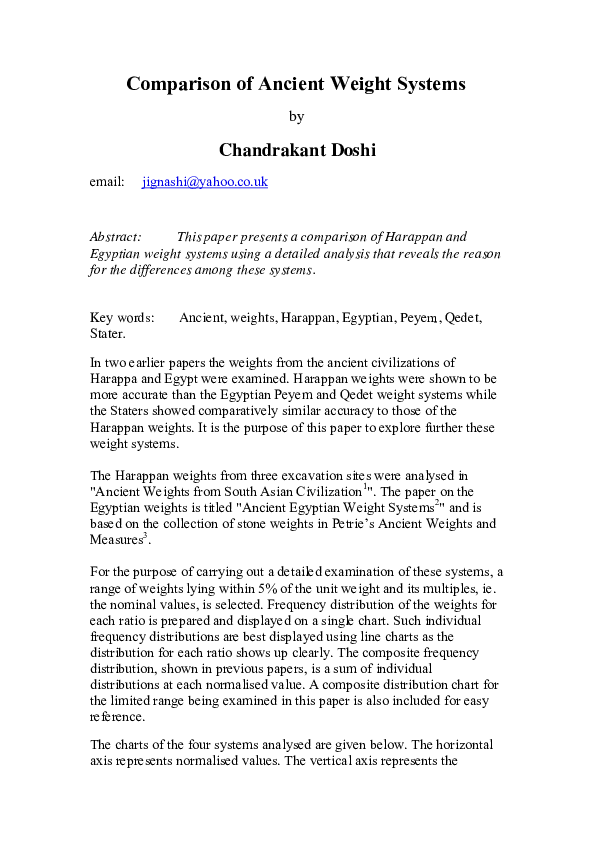 (PDF) Comparison of Ancient Weight Systems