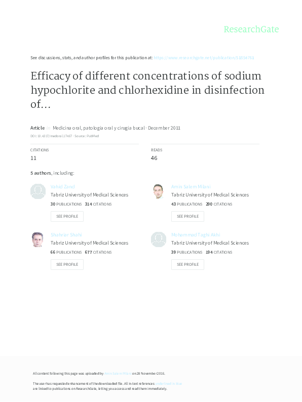 (PDF) Efficacy of different concentrations of sodium hypochlorite and ...