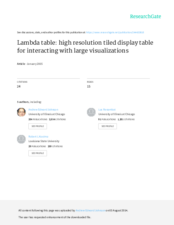 (PDF) Lambda table: high resolution tiled display table for interacting ...