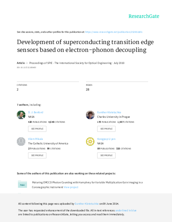 (PDF) Development of superconducting transition edge sensors for time- and energy-resolved ...