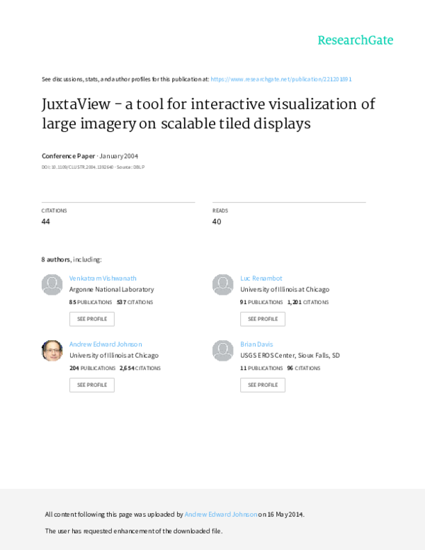 (PDF) JuxtaView - a tool for interactive visualization of large imagery on scalable tiled displays