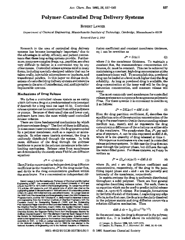 (PDF) Polymer-Controlled Drug Delivery Systems
