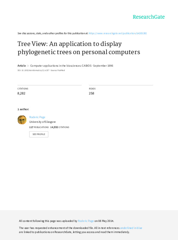 (PDF) TreeView: an application to display phylogenetic trees on ...