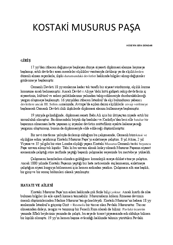 (PDF) KOSTAKİ MUSURUS PAŞA