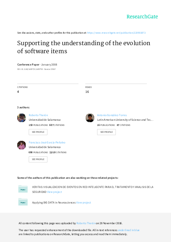 (PDF) Supporting the understanding of the evolution of software items