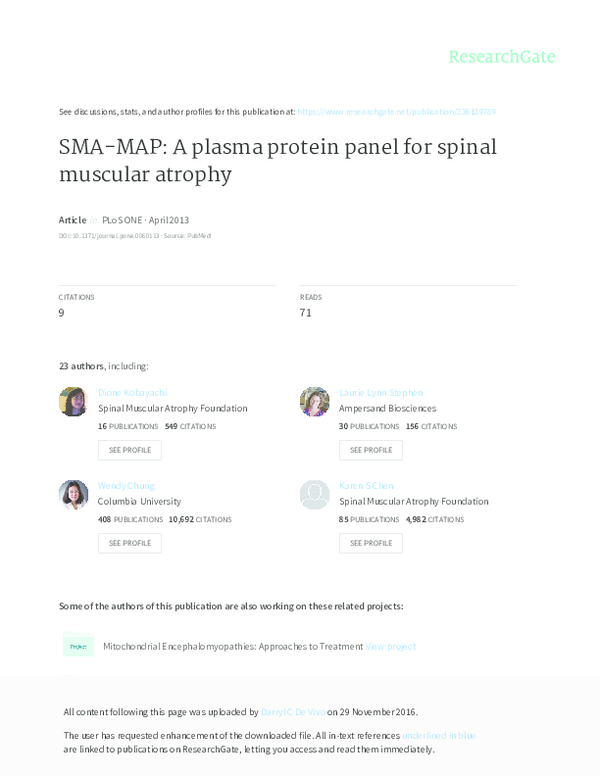 (PDF) SMA-MAP: A Plasma Protein Panel for Spinal Muscular Atrophy