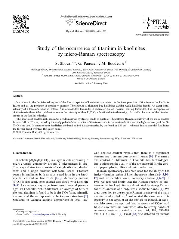 (PDF) Study of the occurrence of titanium in kaolinites by micro-Raman ...