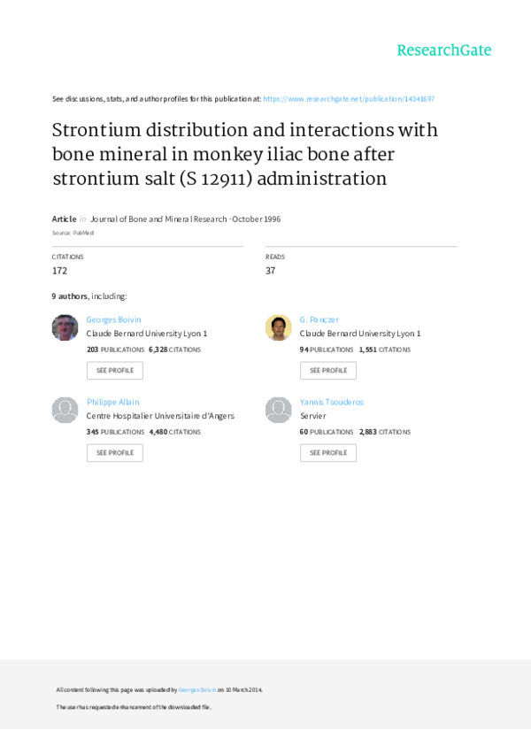 (PDF) Strontium distribution and interactions with bone mineral in ...