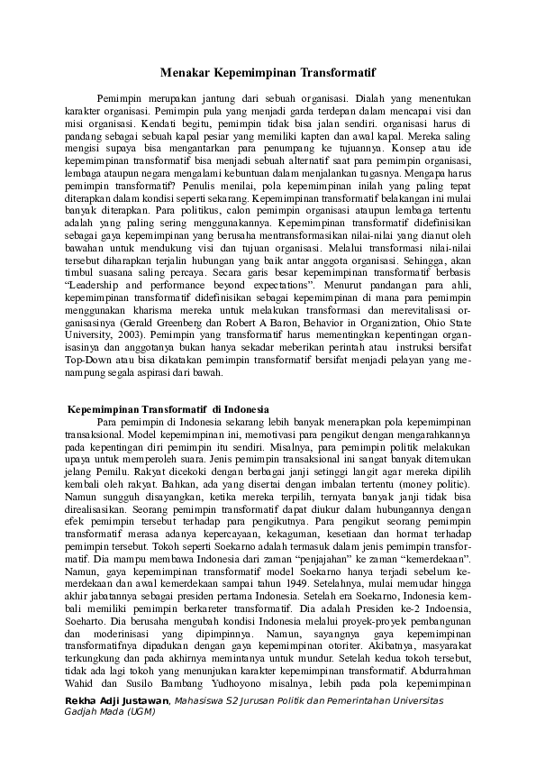 (DOC) Menakar Kepemimpinan Transformatif