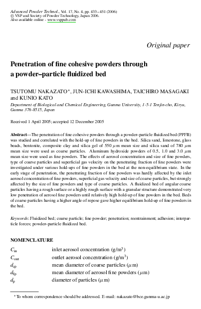 (PDF) Penetration of fine cohesive powders through a powder-particle ...