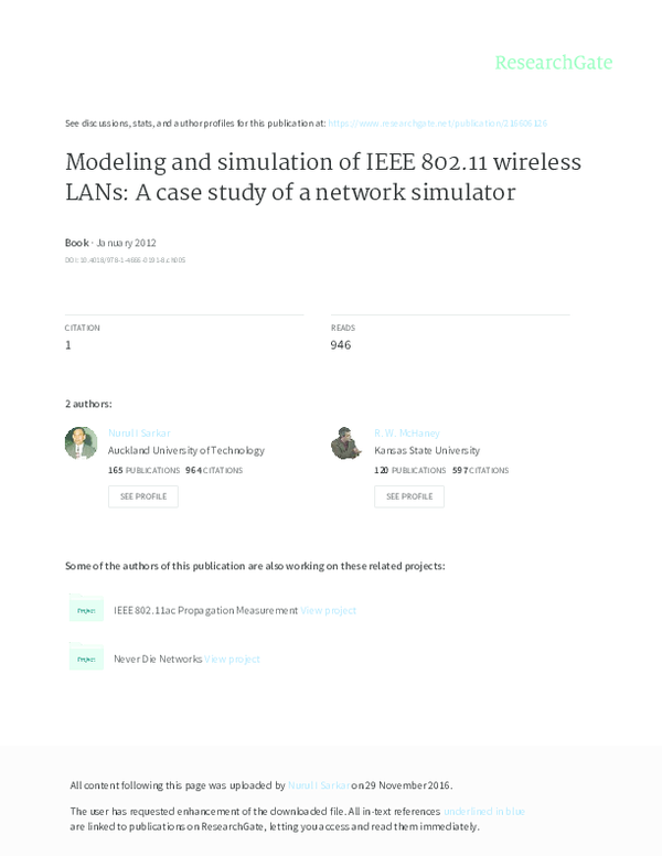 (PDF) Modeling and Simulation of IEEE 802.11 Wireless LANs: A Case Study of