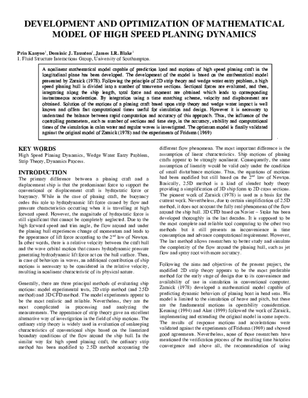 (PDF) DEVELOPMENT AND OPTIMIZATION OF MATHEMATICAL MODEL OF HIGH SPEED ...