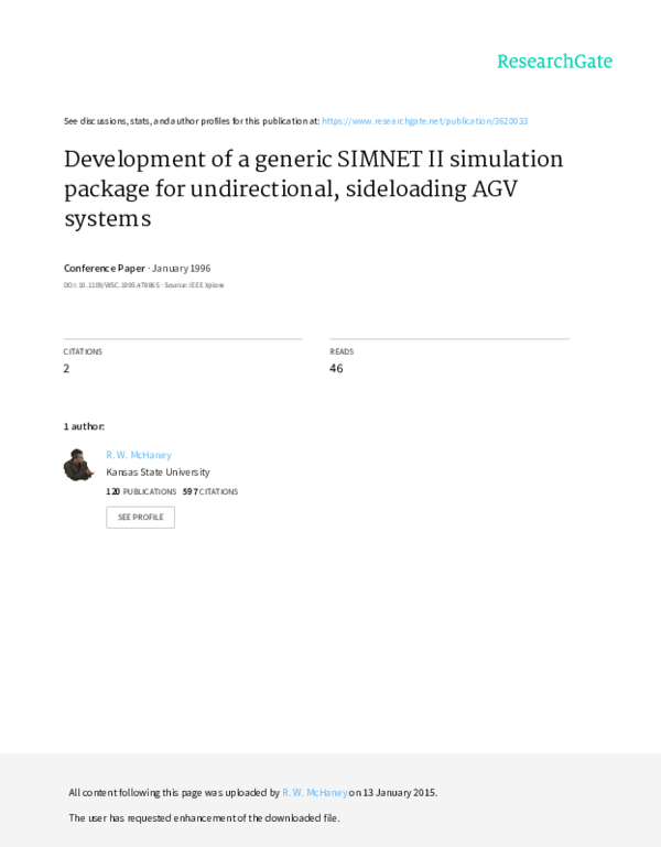 (PDF) Development of a generic SIMNET II simulation package for ...