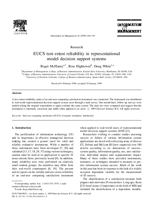(PDF) EUCS test-retest reliability in representational model decision ...