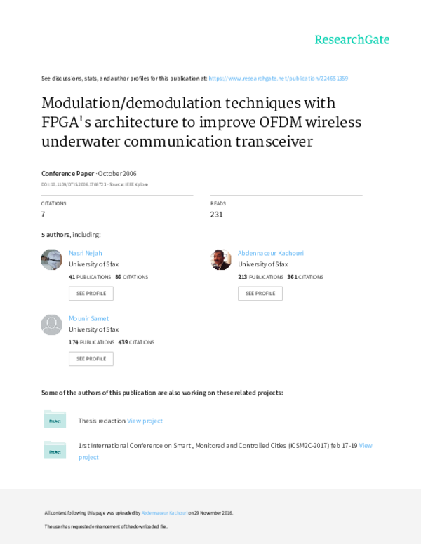 Pdf Modulation Demodulation Techniques With Fpgas Architecture To Improve Ofdm Wireless