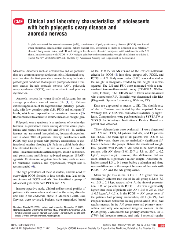 (PDF) Clinical and laboratory characteristics of adolescents with both ...