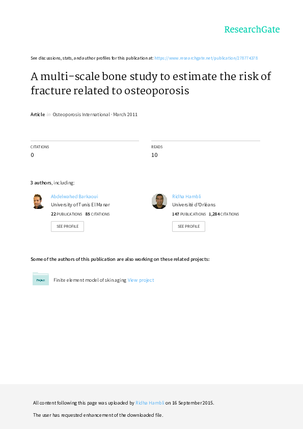 (PDF) A multi-scale bone study to estimate the risk of fracture related ...