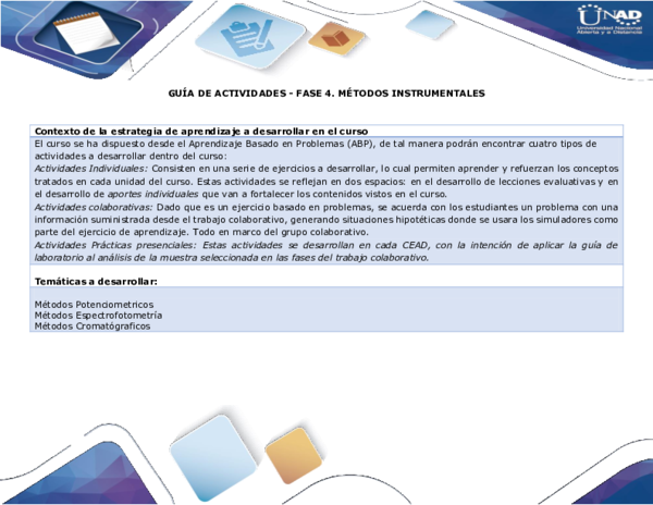 (PDF) GUÍA DE ACTIVIDADES -FASE 4. MÉTODOS INSTRUMENTALES