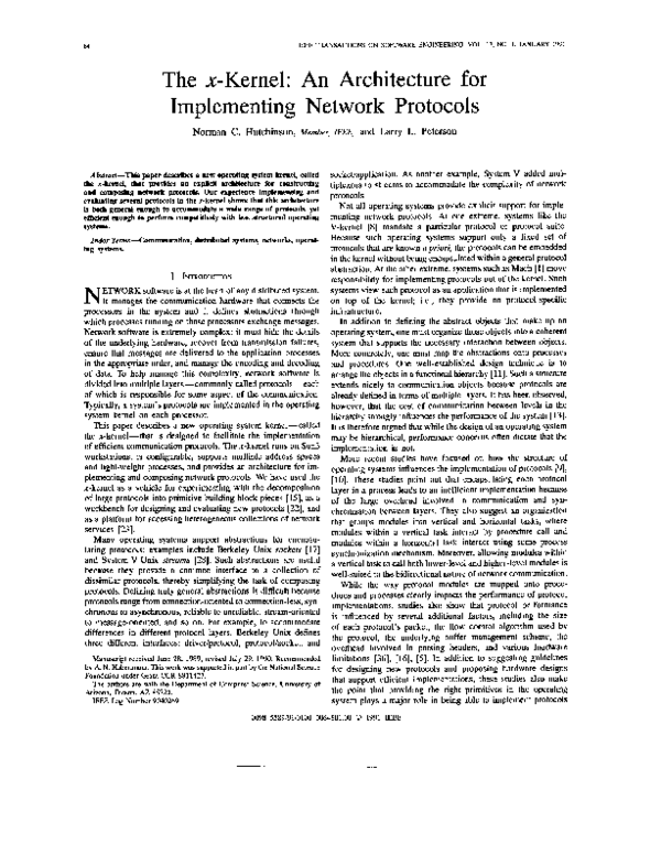 (PDF) The x-Kernel: An Architecture for Implementing Network Protocols