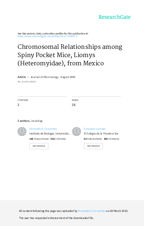 (PDF) Chromosomal relationships among spiny pocket mice, Liomys ...