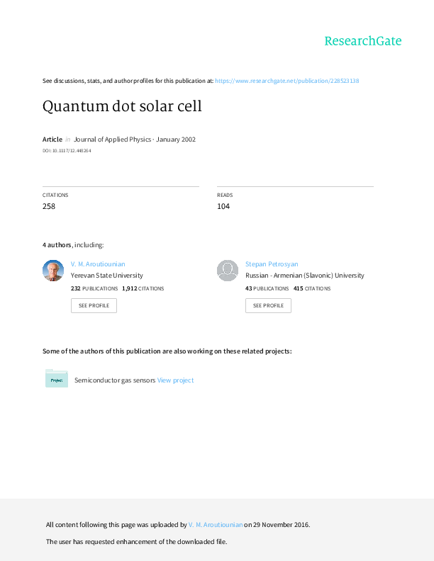 (PDF) Quantum dot solar cells