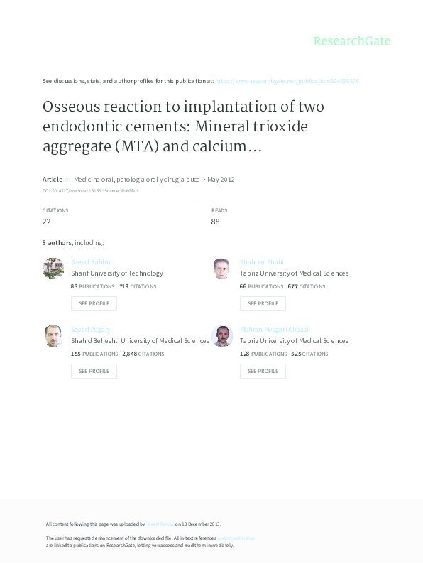 (PDF) Osseous reaction to implantation of two endodontic cements ...